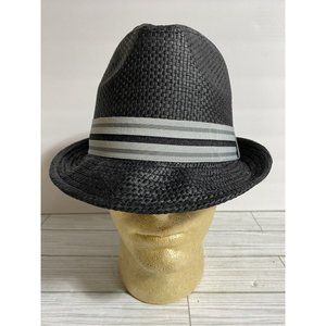 Peter Grimm | Accessories | Peter Grimm Depp Natural Straw Fedora Hat Blackgray Stripe Band Wire ...